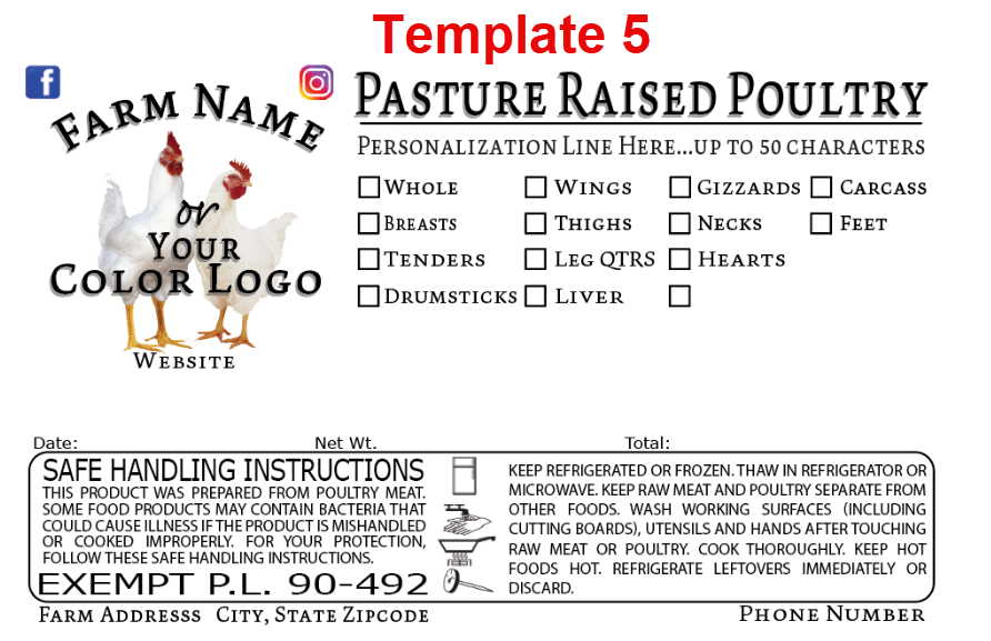 Custom Poultry Freezer Labels – Texas Poultry Shrink Bags