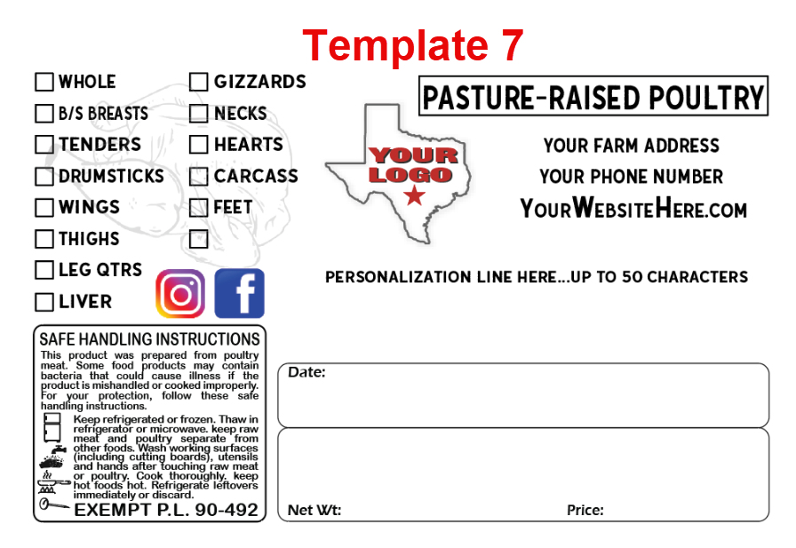 Custom Poultry Freezer Labels – Texas Poultry Shrink Bags